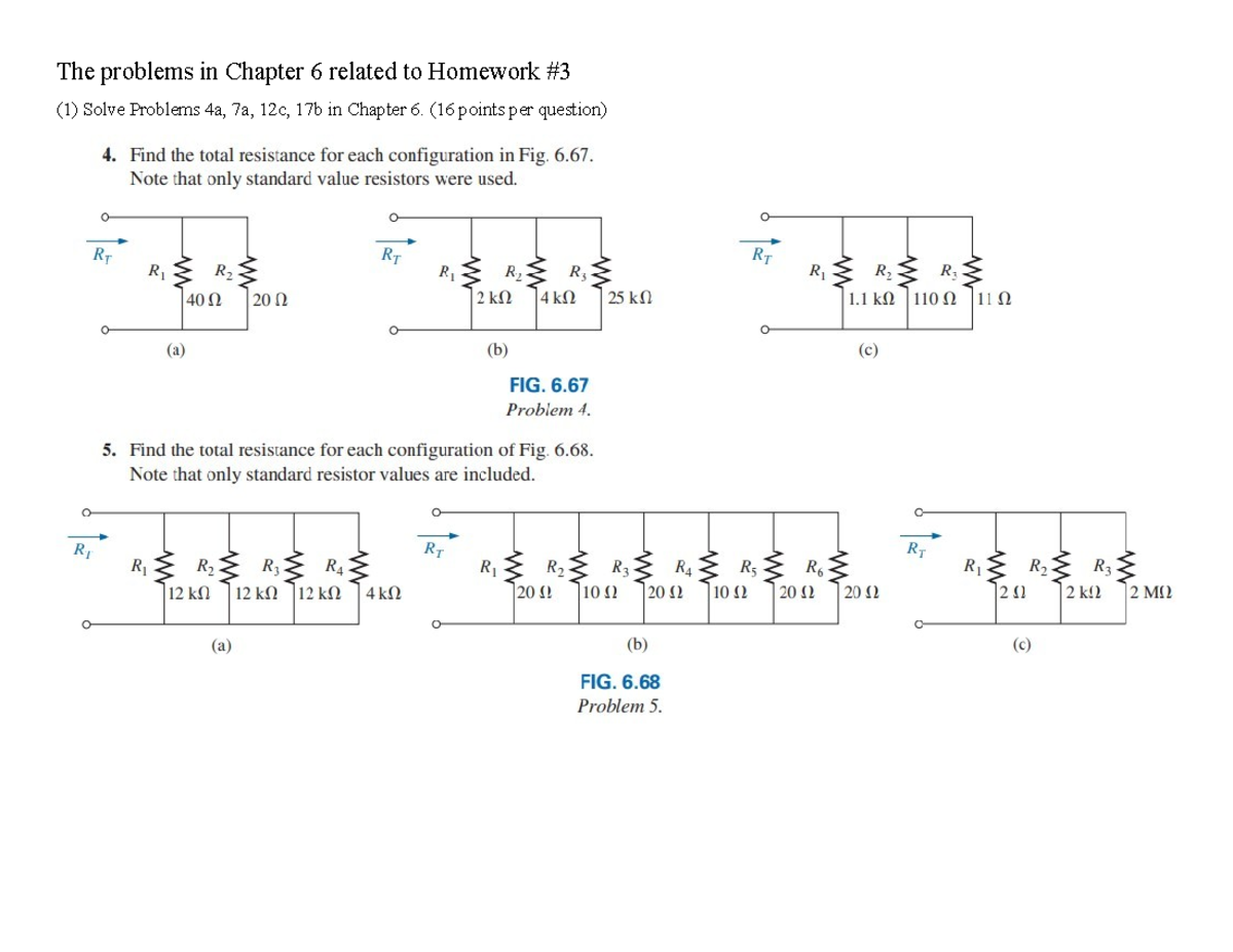 The problems in Chapter 6 related to Homework #3 - The problems in ...