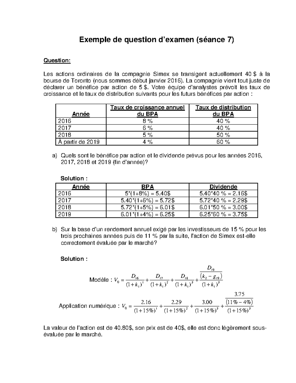 Exemple question examen Molodovsky - Exemple de question d’examen (séance 7) Question: Les ...