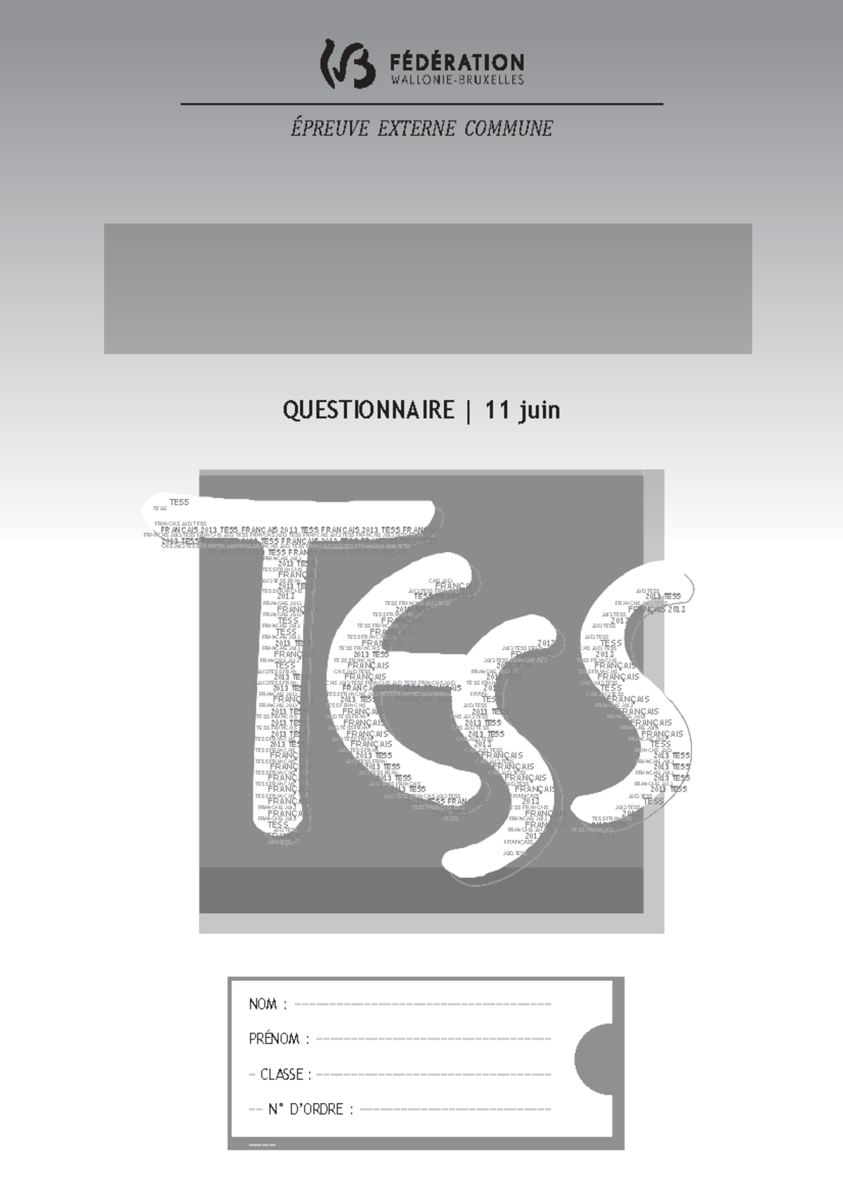 Tess 2013 questionnaire - FRANÇAIS TESS 2013 FRANÇAIS 2013FRANÇAIS TESS ...