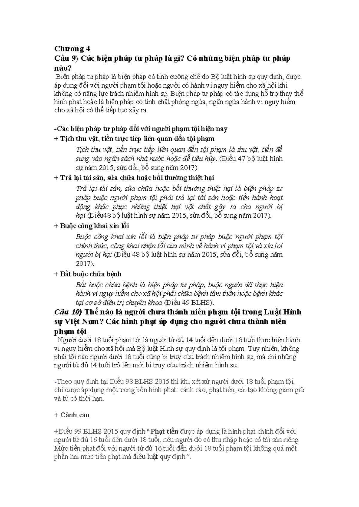 Pldc c4 - pldc - Chương 4 Câu 9) Các biện pháp tư pháp là gì? Có những biện pháp tư pháp nào ...