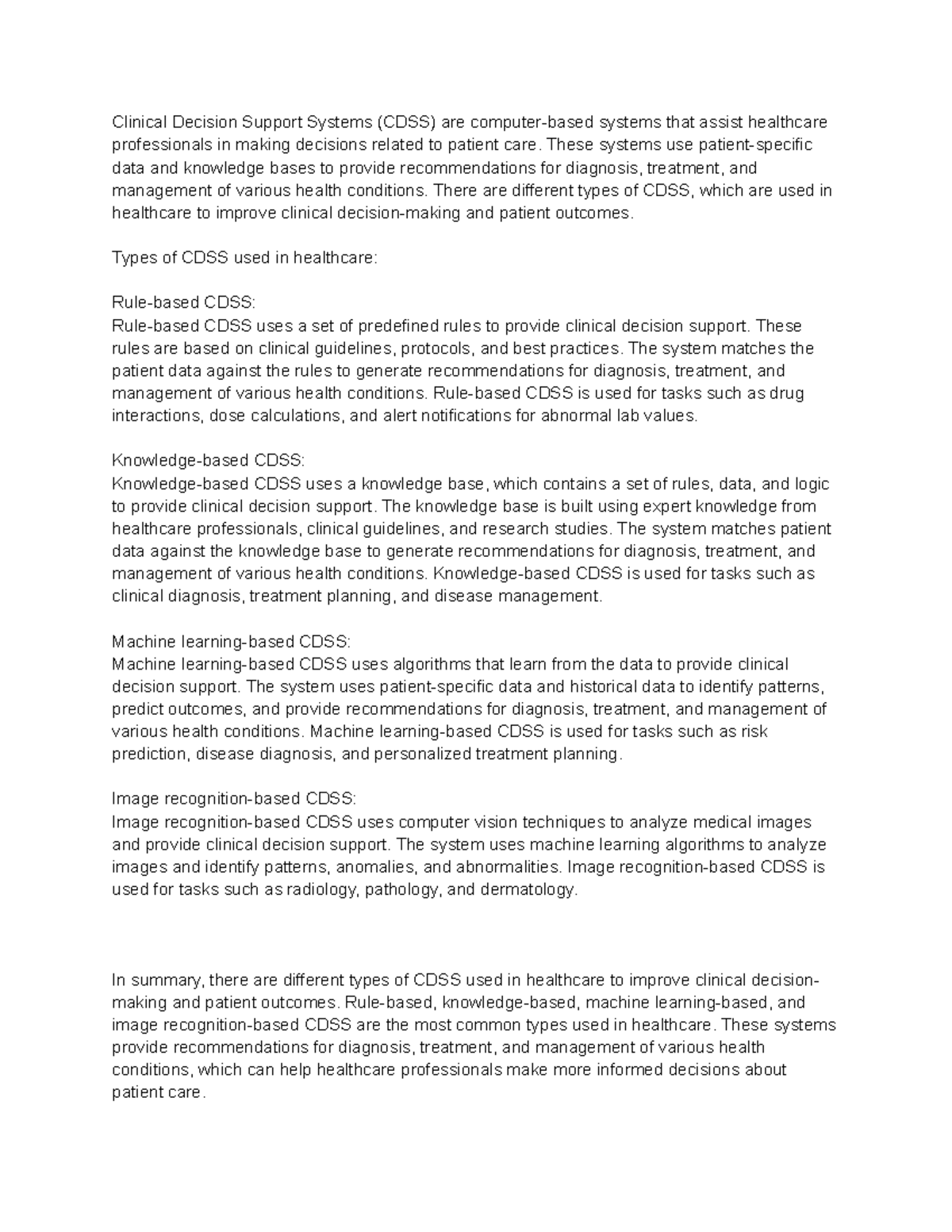 Types of CDSS used in Healthcare Notes - Clinical Decision Support ...