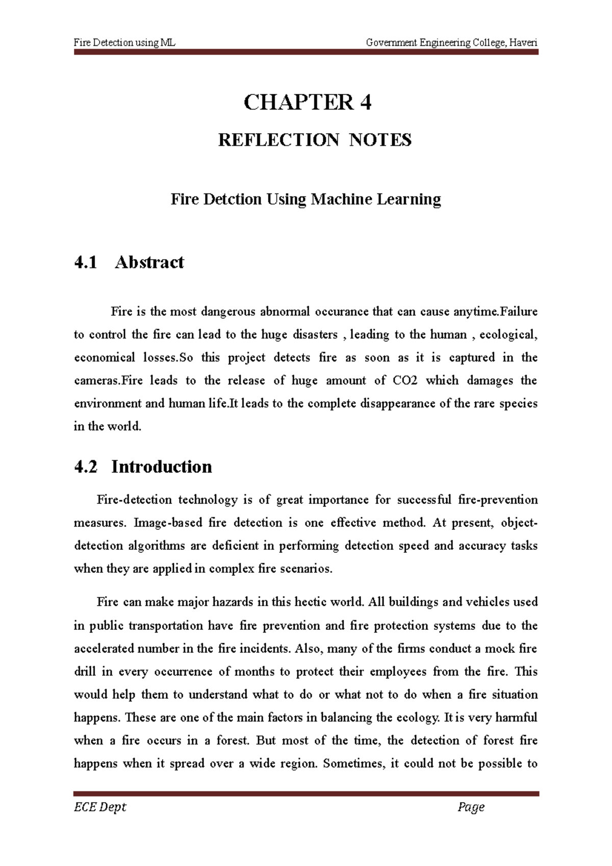 Reflection notes talat - CHAPTER 4 REFLECTION NOTES Fire Detction Using ...