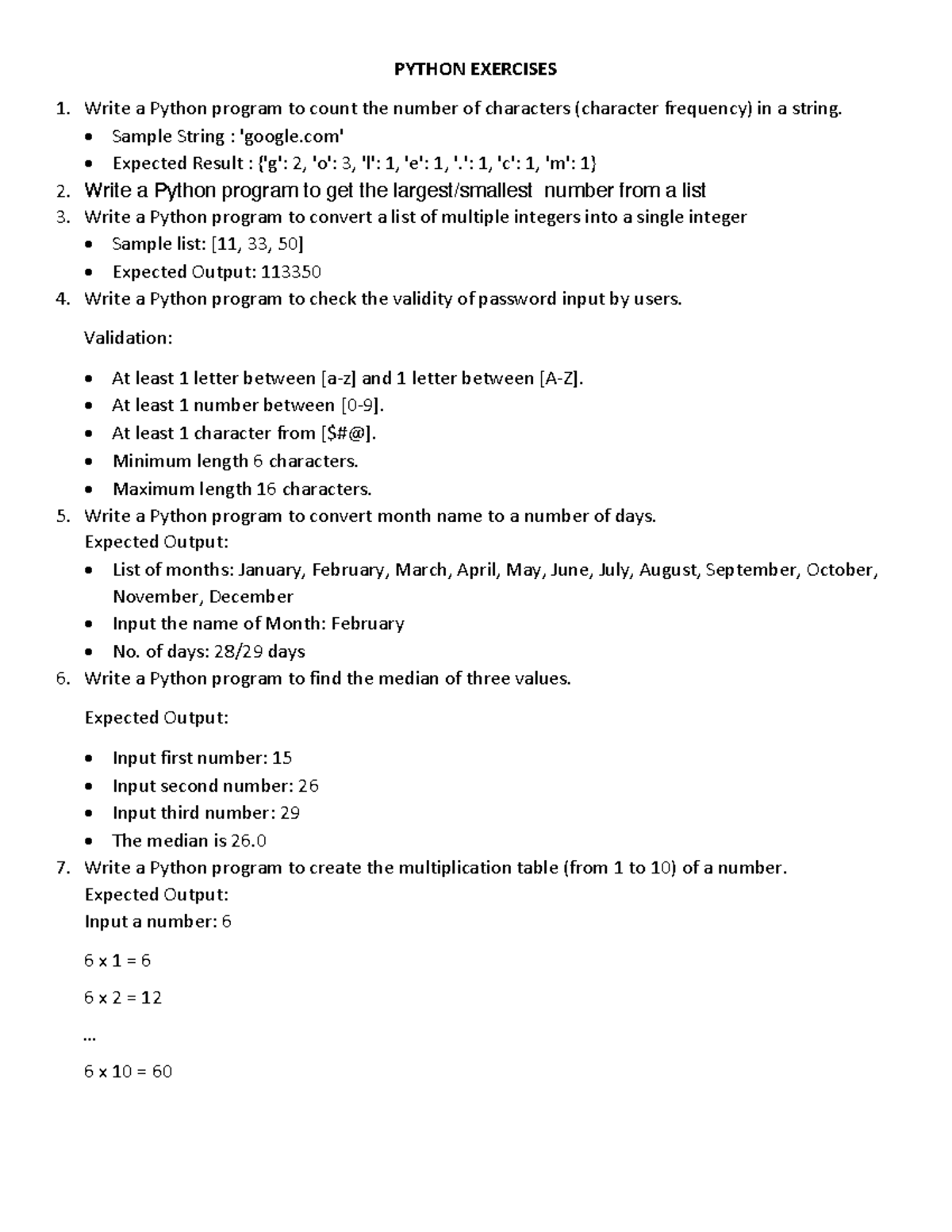 Python Exercises - ddd - PYTHON EXERCISES Write a Python program to count the number of ...