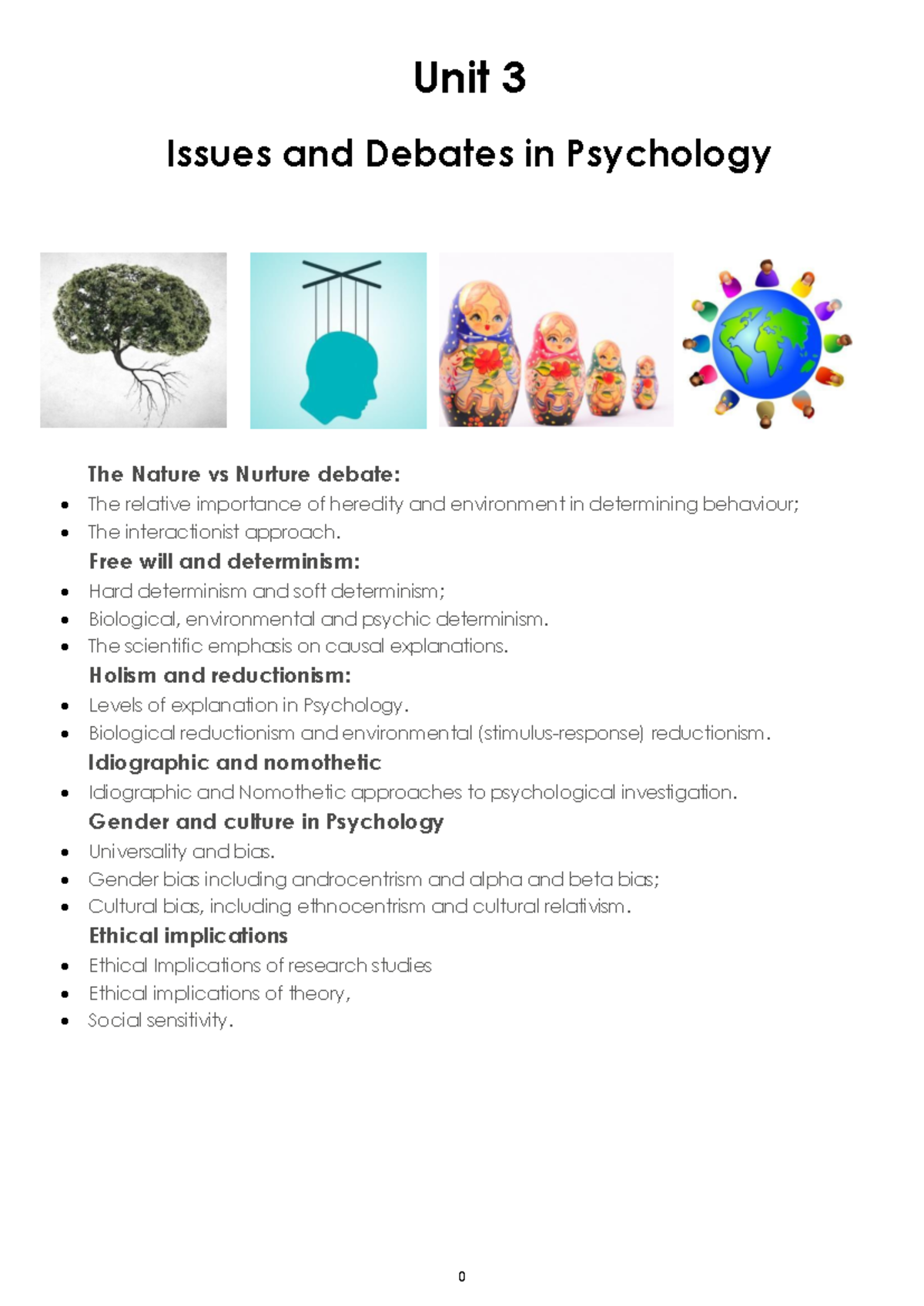 Issues and debates pack - Unit 3 Issues and Debates in Psychology The ...