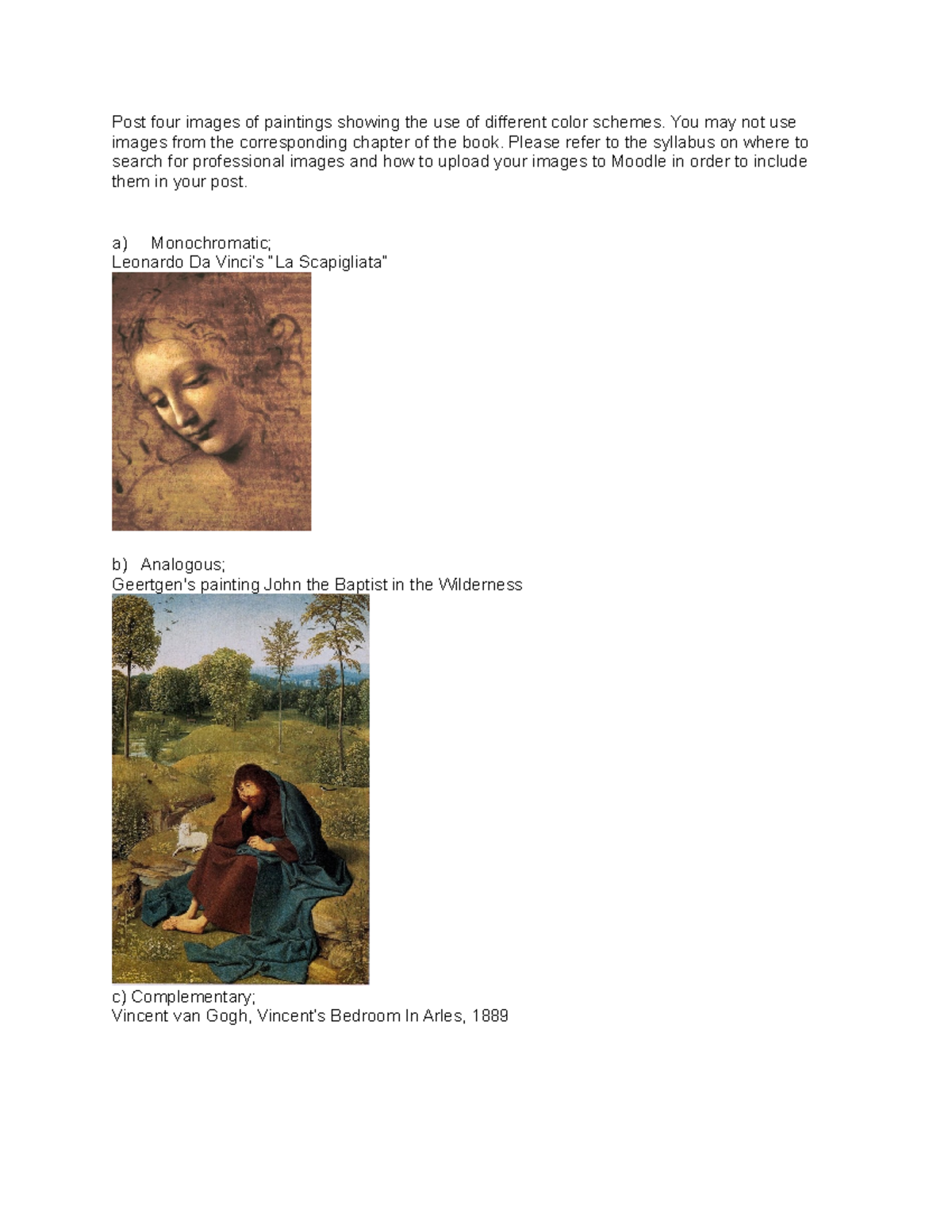 Art 101 Assignments - Post four images of paintings showing the use of ...