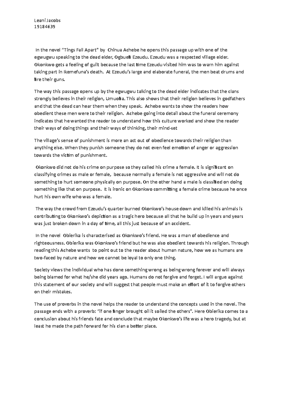 Answers Worksheet 12 Part A - Leani Jacobs 19184639 In the novel “Tings ...