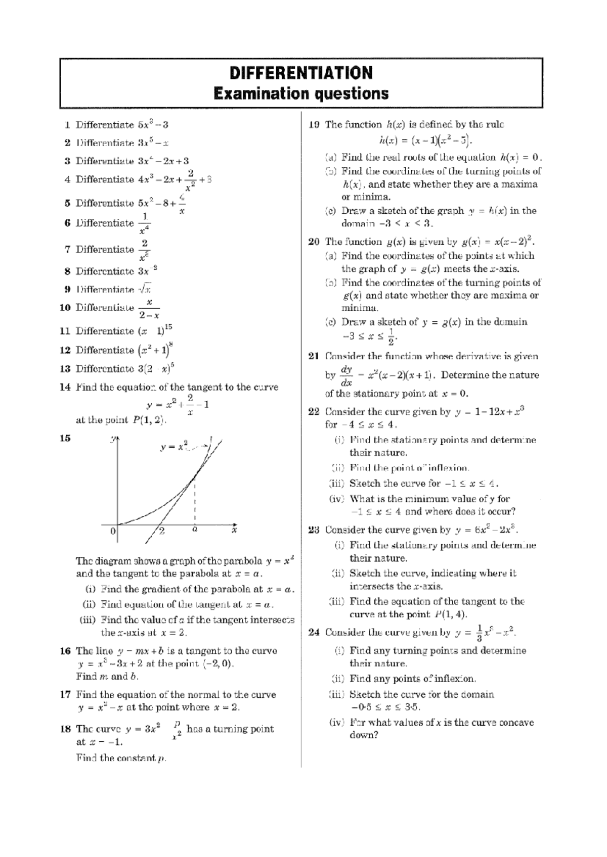 2U - Geometric Applications of Calculus (Exam Style Qs) - MATH1131 ...