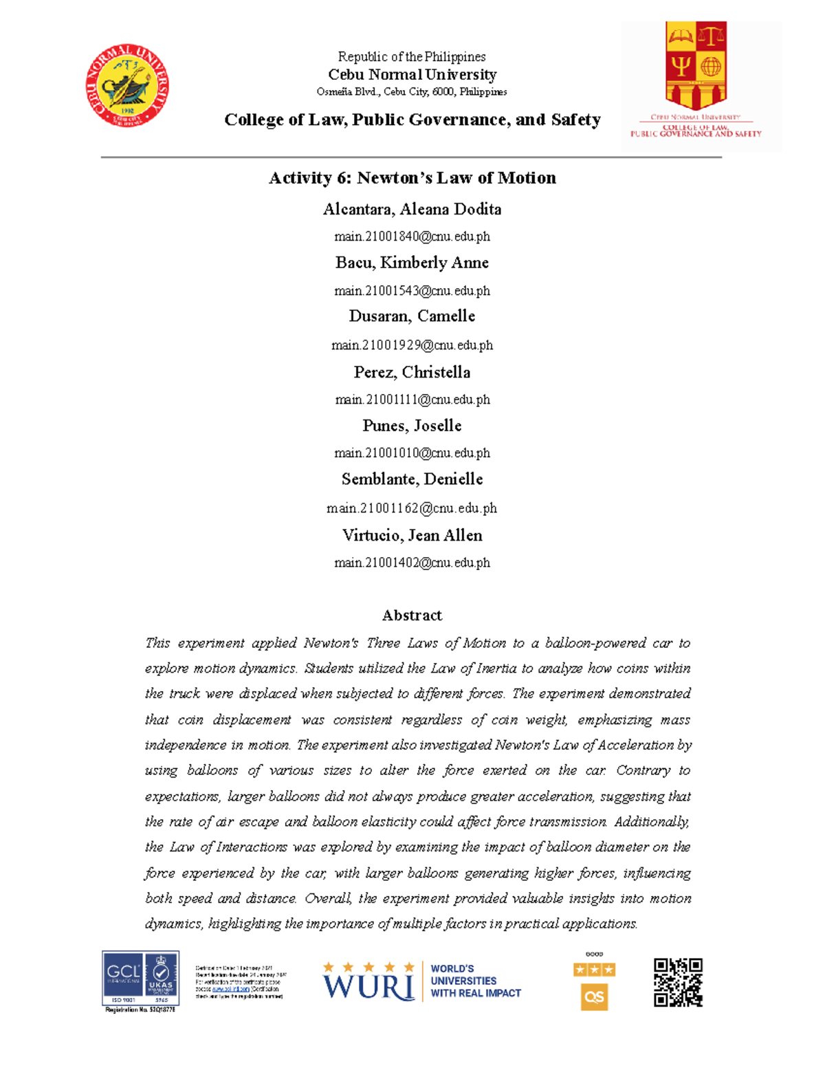 Activity 6 Lab Report.docx - Cebu Normal University Osmeña Blvd., Cebu ...