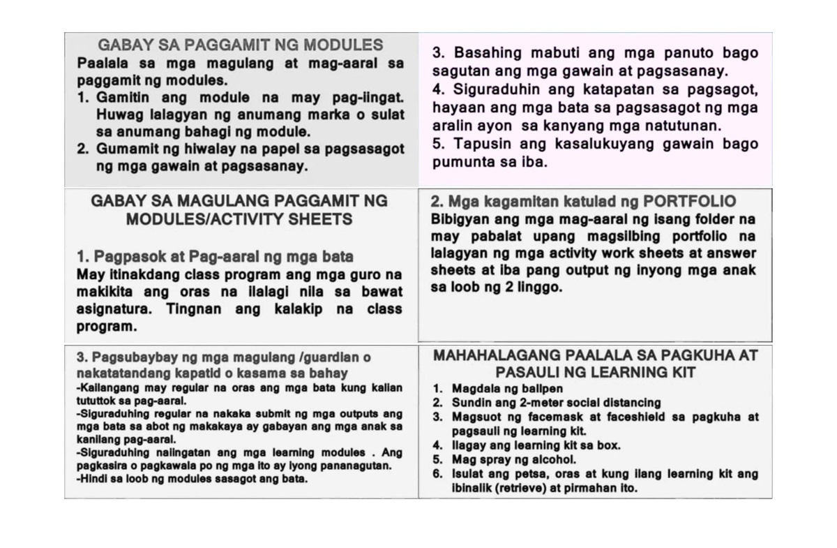 Gabay sa paggamit ng modules - GABAY SA PAGGAMIT NG MODULES 3. Basahing ...