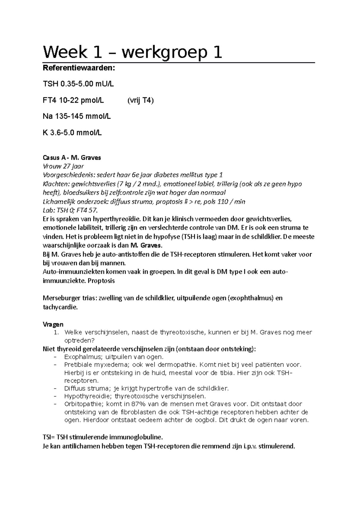 Uitwerking werkgroep 1 - week 1 endocrienologie - Week 1 – werkgroep 1 ... Uitwerking werkgroep 1 - week 1 endocrienologie - Week 1 – werkgroep 1 ...