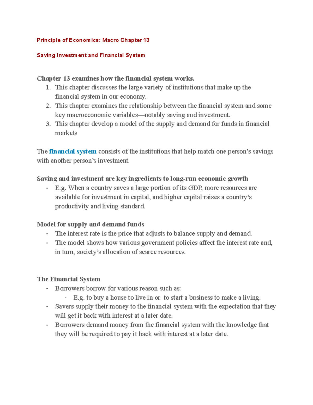Saving Investment and Financial System - Principle of Economics: Macro ...