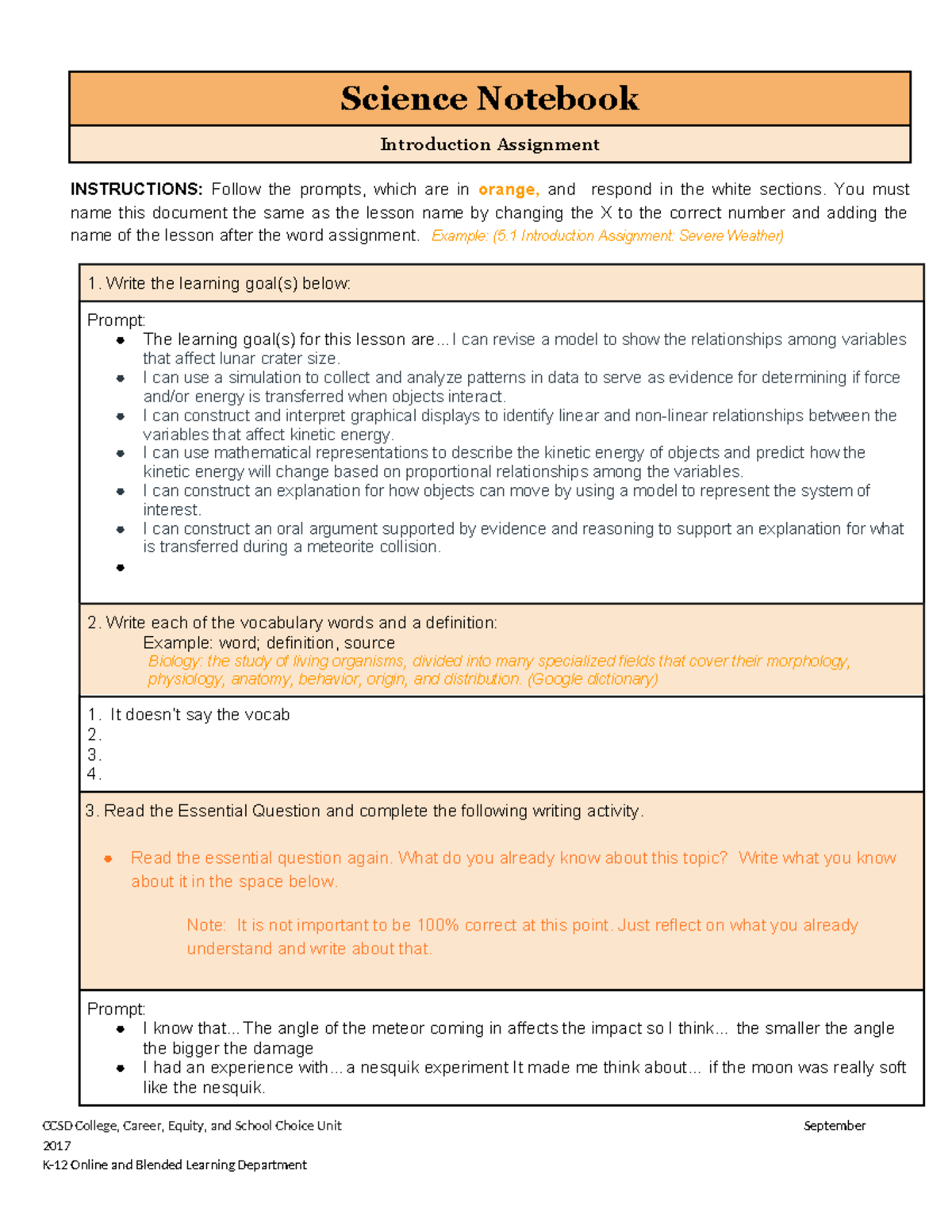 X.1 Introduction Assignment-1 - Science Notebook Introduction ...