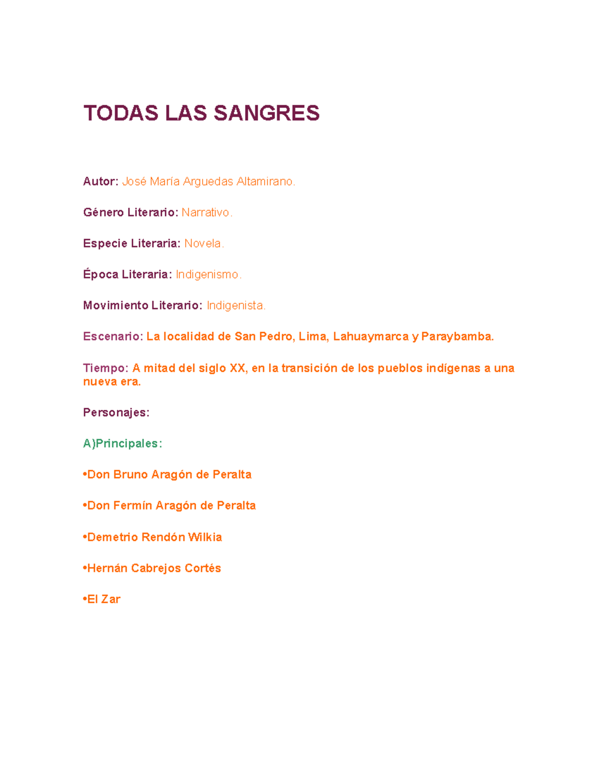 Todas las sangres - wqeqe - TODAS LAS SANGRES Autor: José María ...