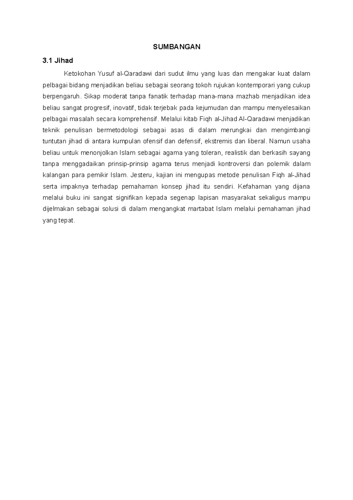 Sumbangan tokoh - ctu 151 - SUMBANGAN 3 Jihad Ketokohan Yusuf al-Qaradawi dari sudut ilmu yang ...