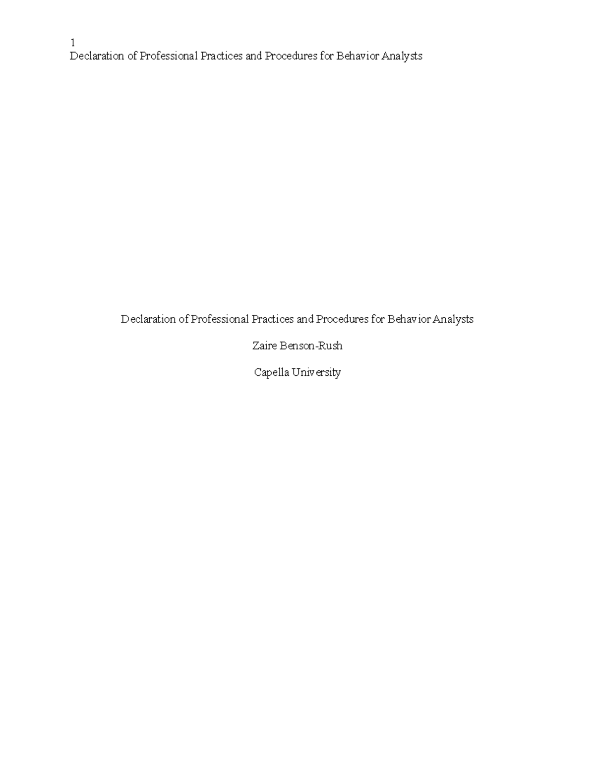 Declaration of Professional Practices and Procedures for Behavior ...