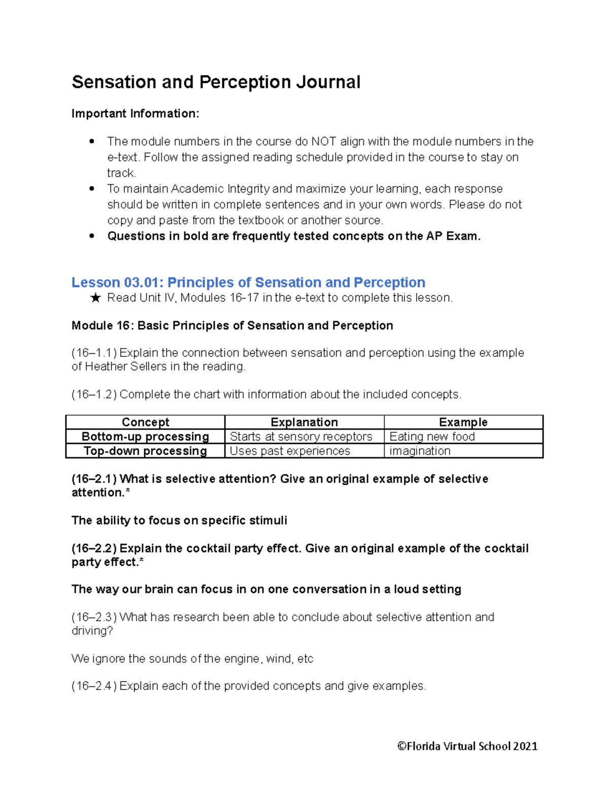 Sensation and perception journal - Sensation and Perception Journal ...