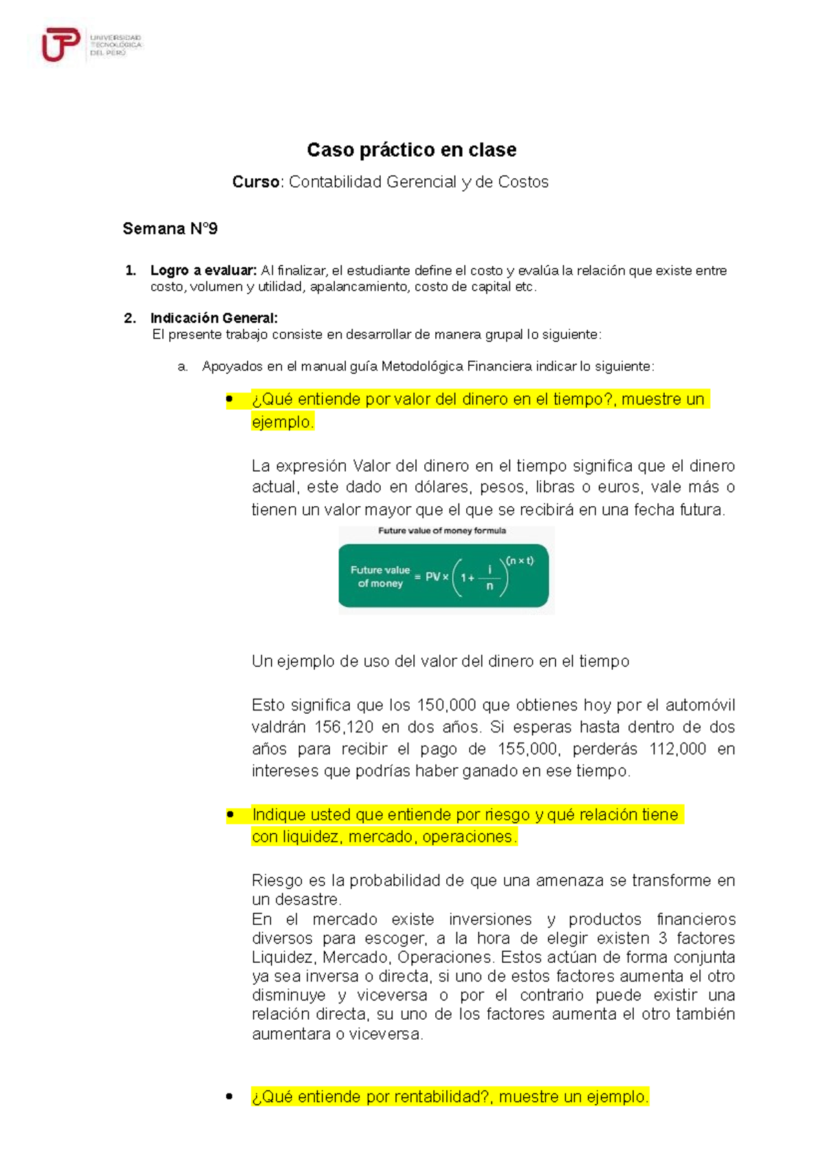 Caso Practico Semana N°9 Semana N° Caso Práctico En Clase Curso