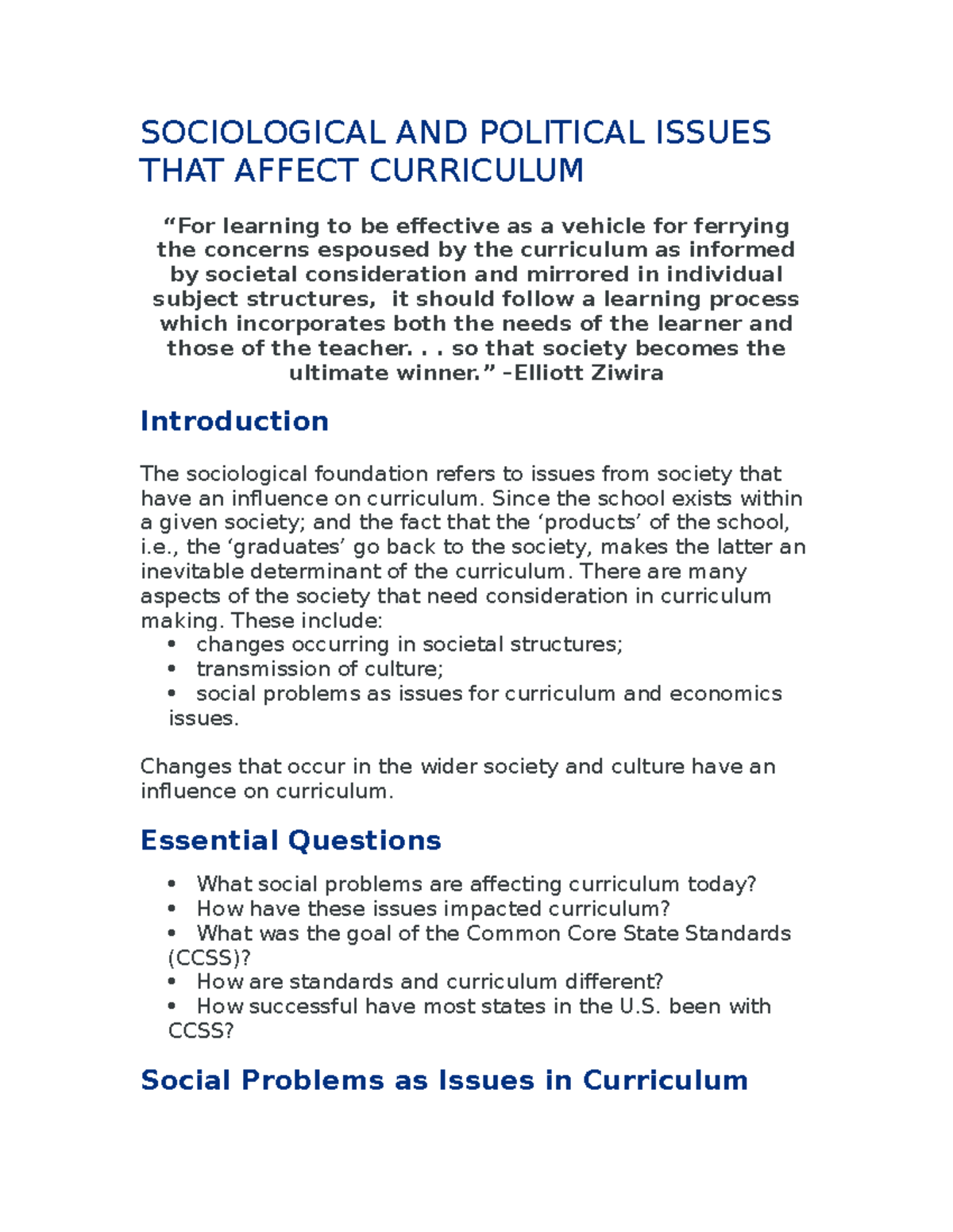Sociological AND Political Issues THAT Affect CURR - SOCIOLOGICAL AND ...