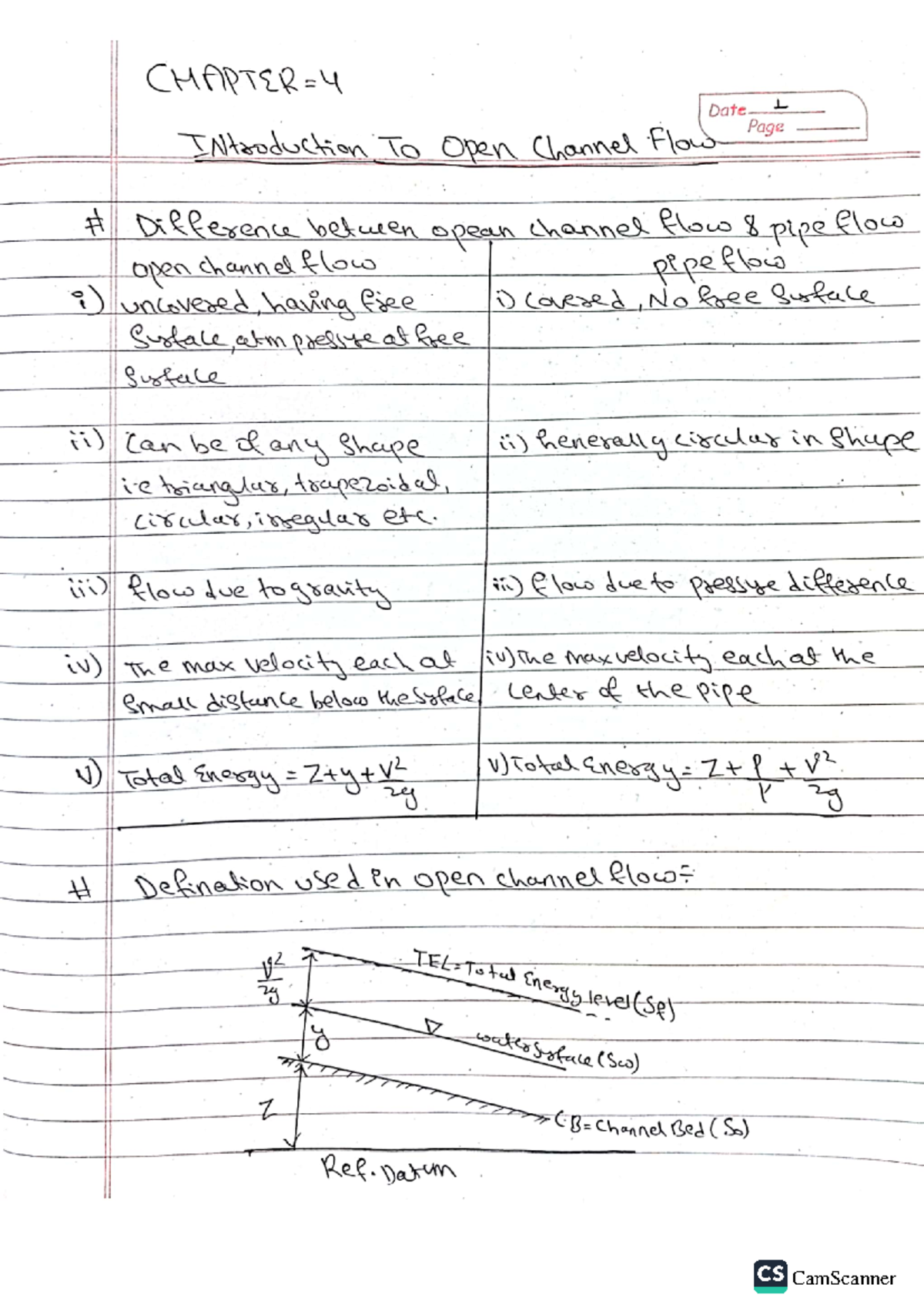 Hydraulics - NOTE - Date 1 Page INtroduction To Open Channel Flow ...