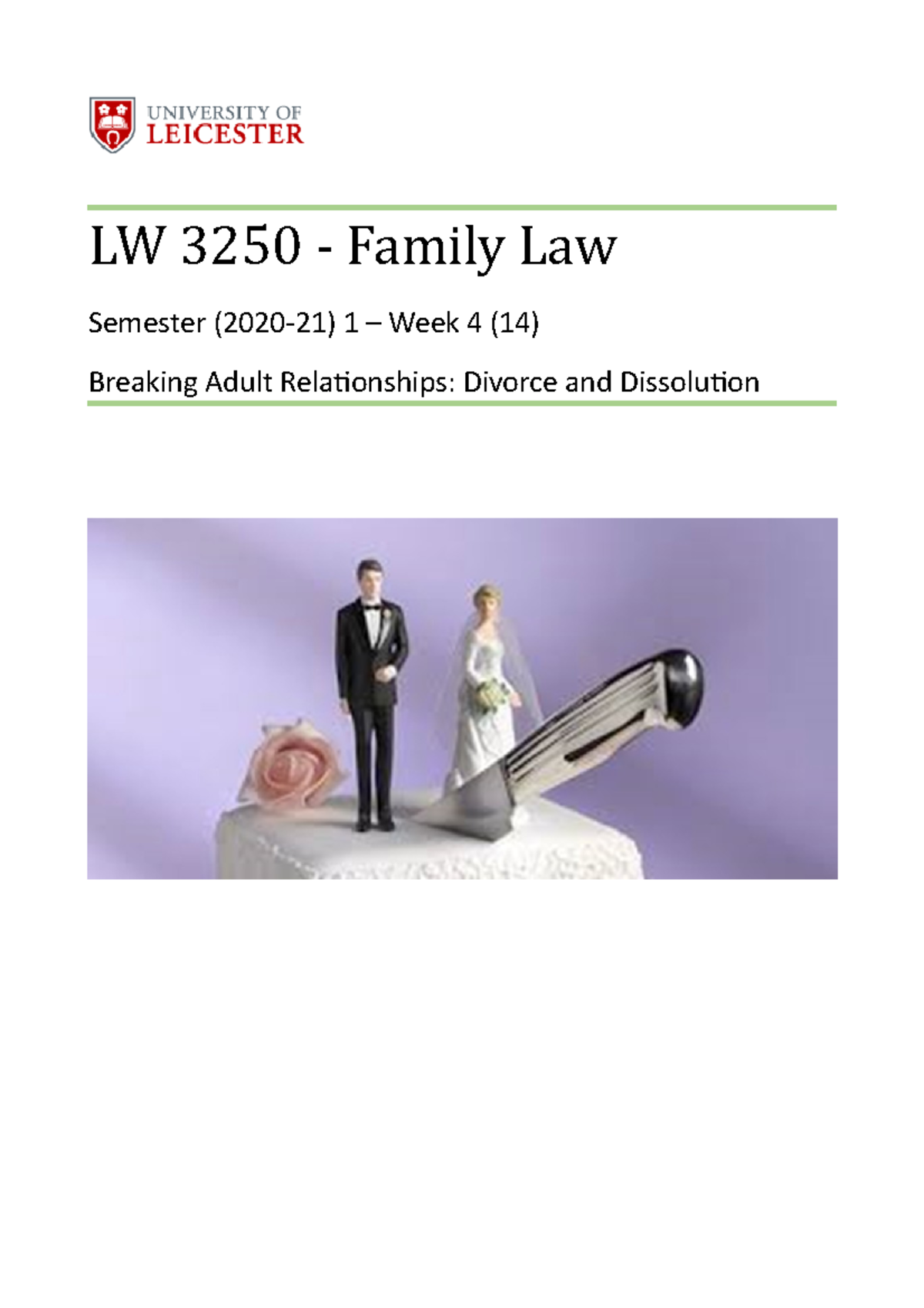 Family Law WEEK 4 sem 1 - LW 3250 - Family Law Semester (2020-21) 1 ...