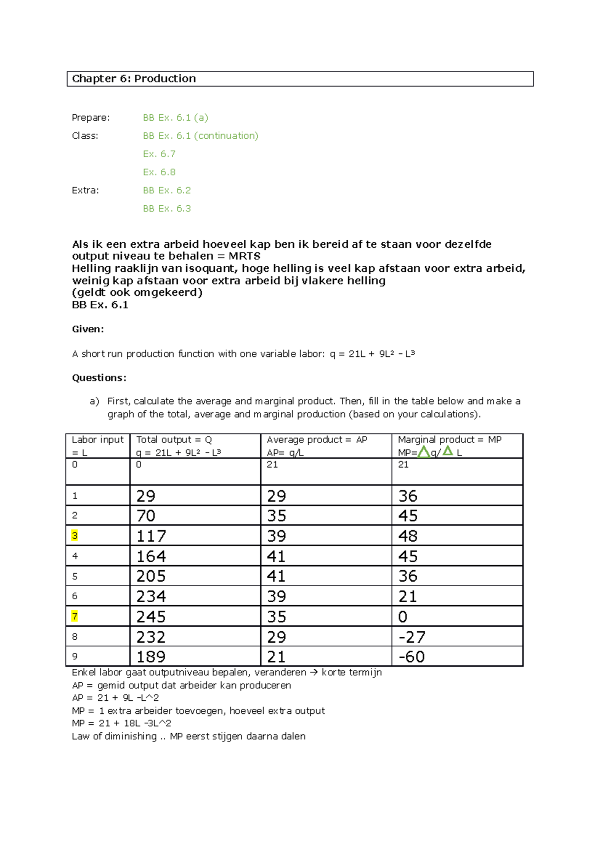 WZ1 oefeningen Chapter 6 - Chapter 6: Production Prepare: BB Ex. 6 (a) Class: BB Ex. 6 - Studocu