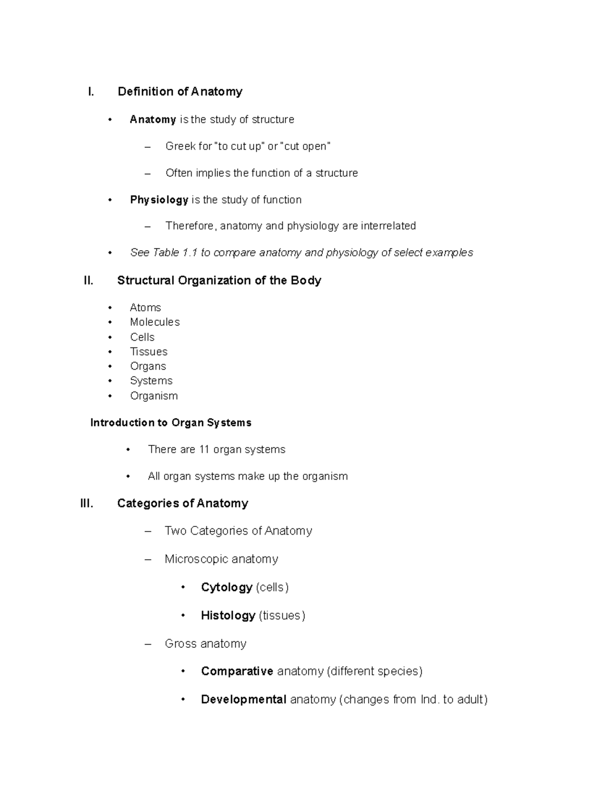 Anatomy Master Study Guide-Module 1 - I. Definition of Anatomy ...