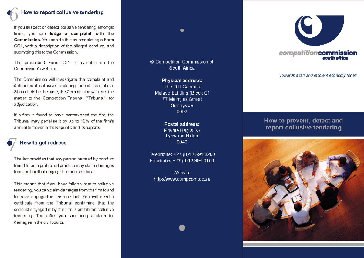 Collusive tendering - Study brief for competition law - © Competition ...