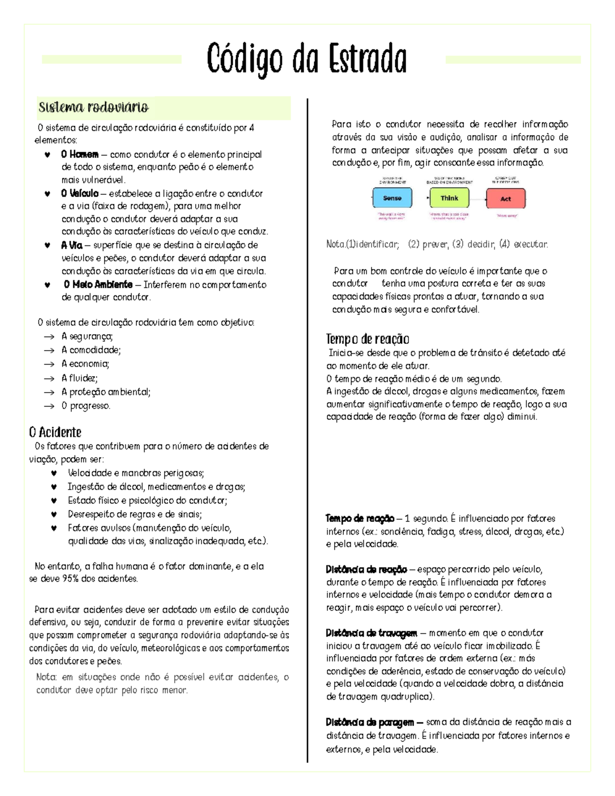 Código da Estrada - O sistema de circulação rodoviária é constituído ...