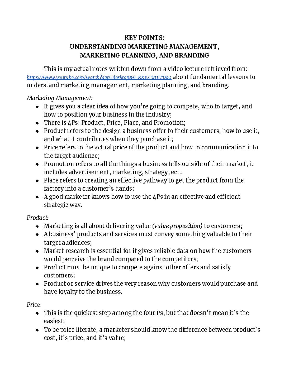 Understanding Marketing Management - KEY POINTS: UNDERSTANDING ...