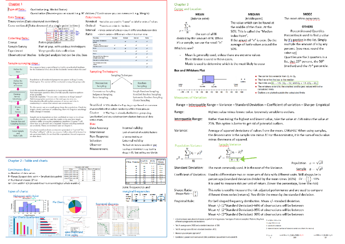 Note pour Examen Final - Introduction to Statistics - Studocu