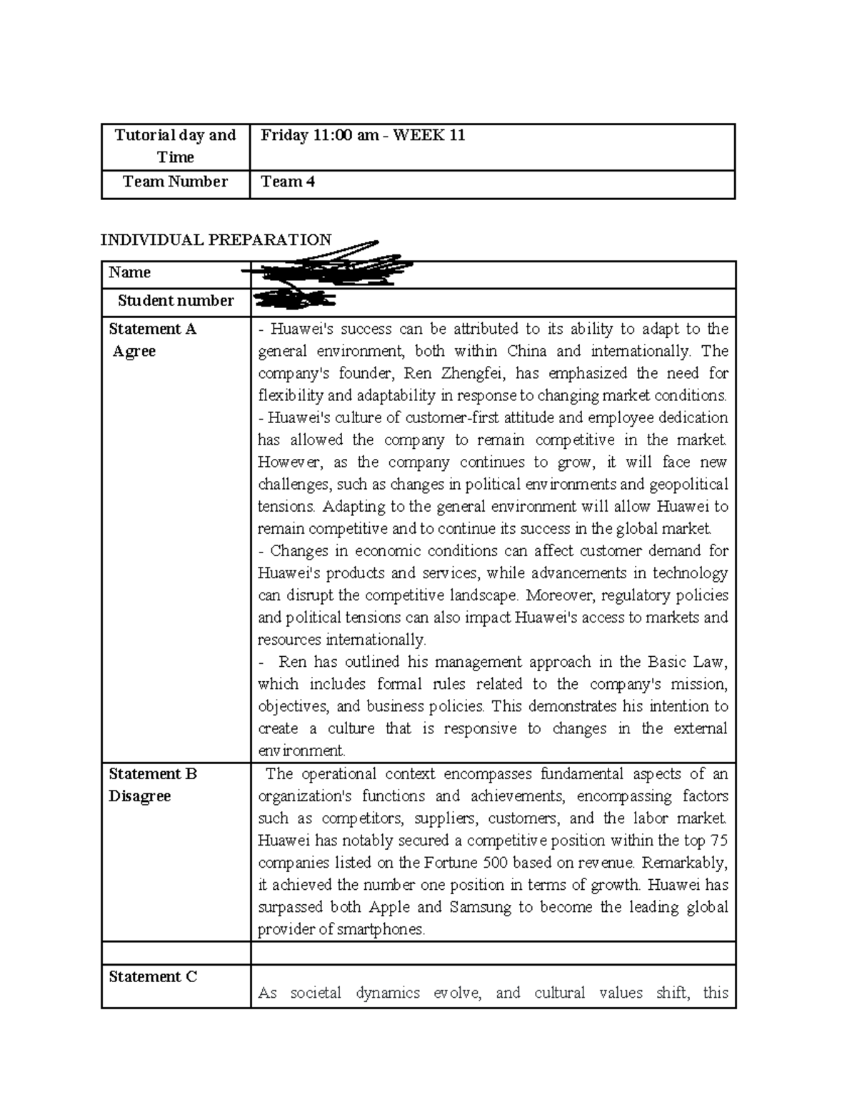 11 - TUT11 - Tutorial day and Time Friday 11:00 am - WEEK 11 Team Number Team 4 INDIVIDUAL - Studocu