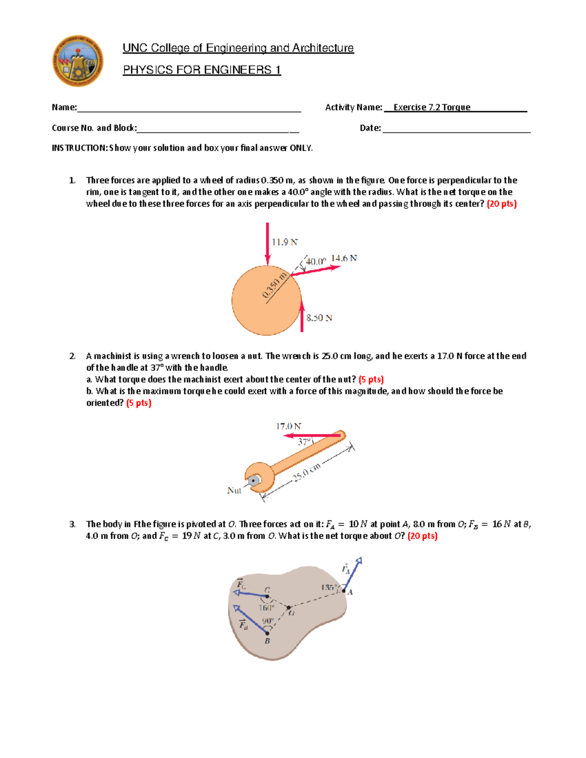 Exercise 7.2 Torque - all avout p6 - UNC College of Engineering and ...