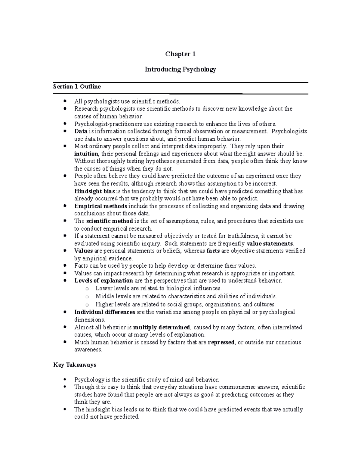 Chapter ( Psychology Class) - Chapter 1 Introducing Psychology Section ...