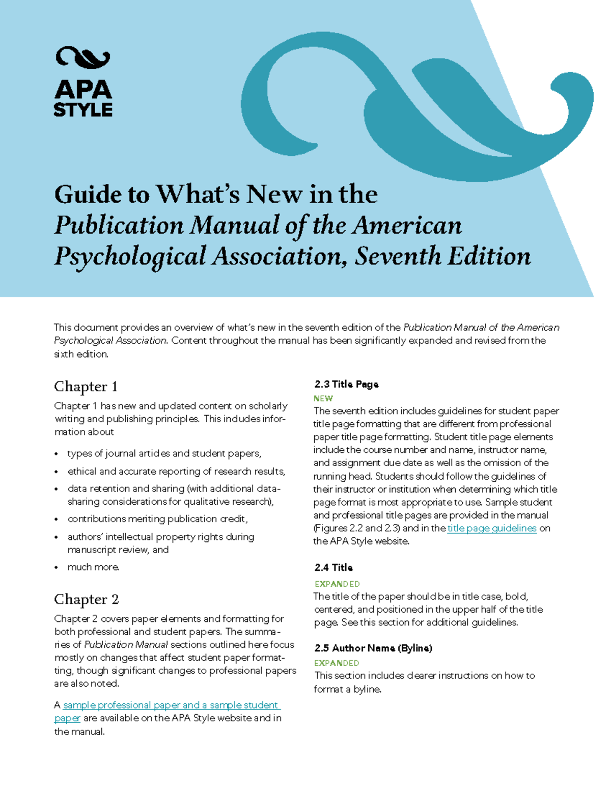 Whats new 7e guide - APA - PTE 762 - MSU - Studocu