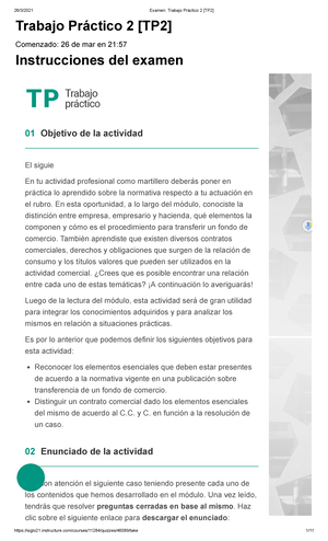 Examen Trabajo Práctico 1 [TP1] 95% - Trabajo Práctico 1 [TP1] Comenzado: 31 de ene en 11: - Studocu