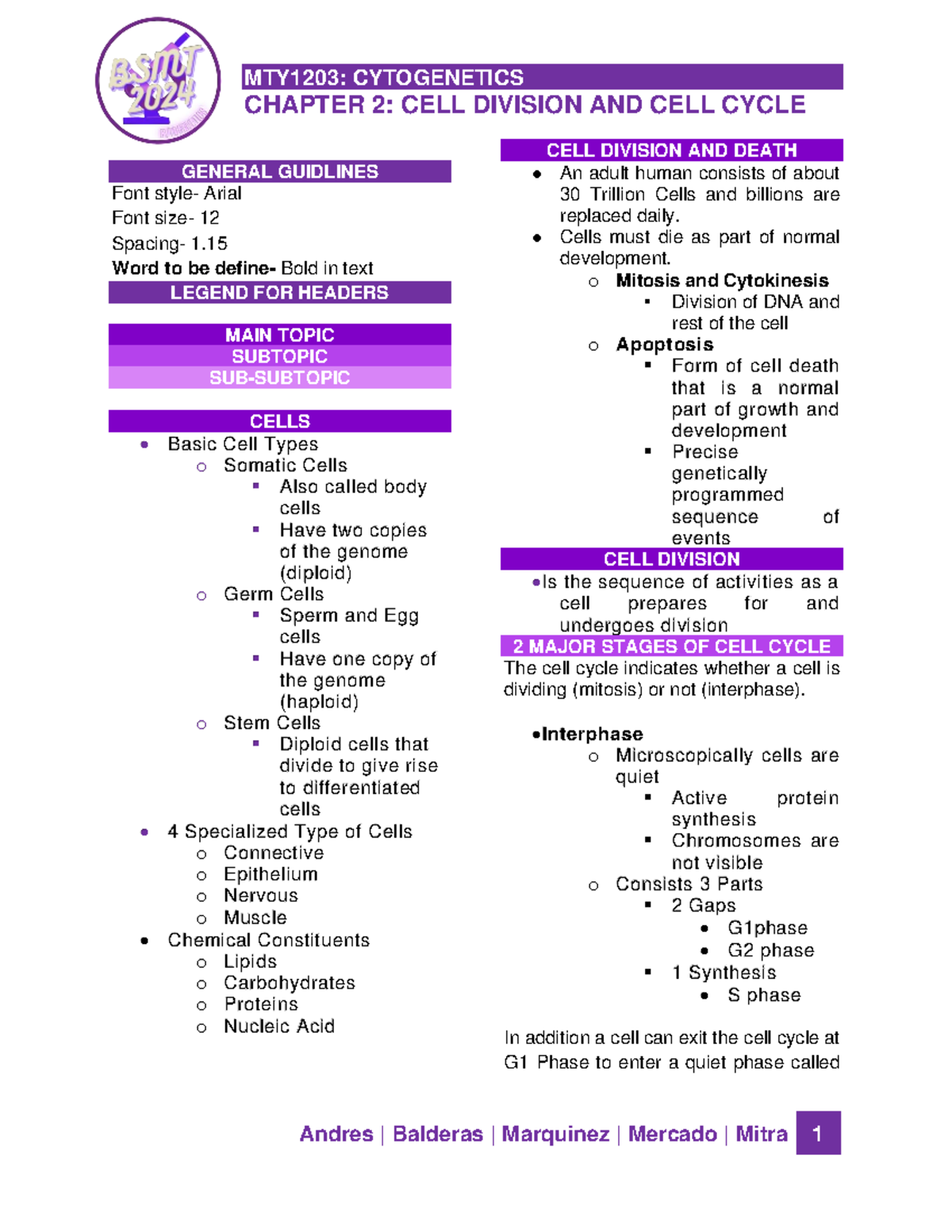 Lesson 1 - Cell Division and Cycle - MTY1203: CYTOGENETICS CHAPTER 2 ...