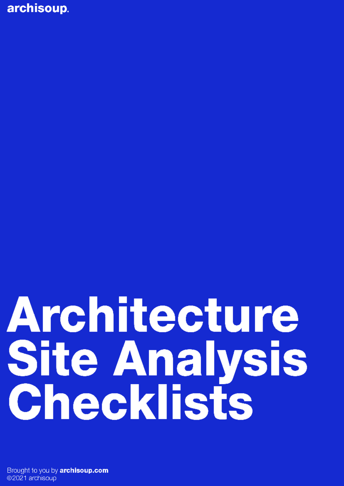 Site Analysis Checklist - BS Architecture - Studocu