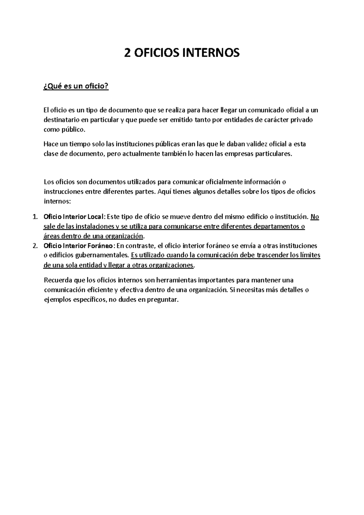 Los oficios son documentos utilizados para comunicar oficial - 2 ...