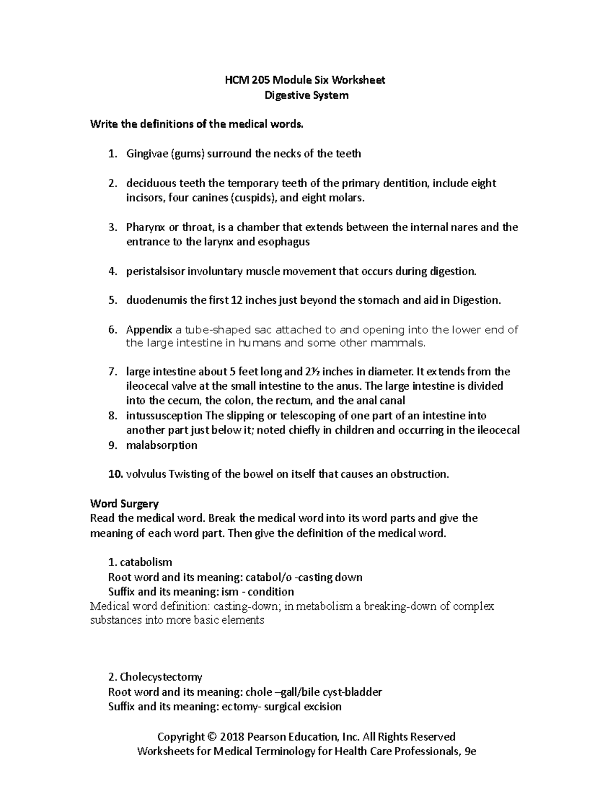 HCM 205 Module Six Worksheet - HCM 205 Module Six Worksheet Digestive ...