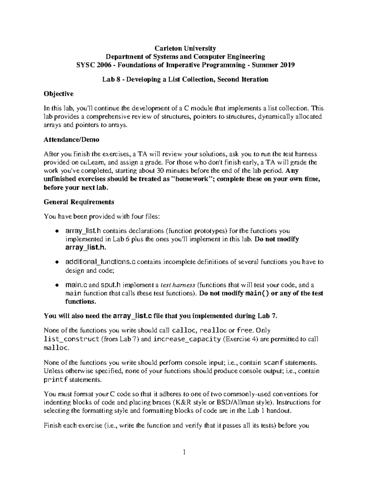 S19 Sysc2006 Lab8 Lab8 Carleton University Department Of Systems And Computer Engineering
