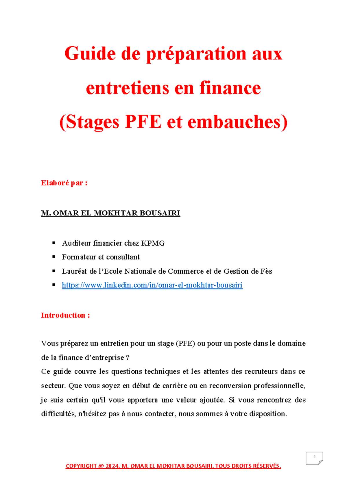 Guide de pr paration aux entretiens en finance 1729002514 - 1 Guide de préparation aux ...