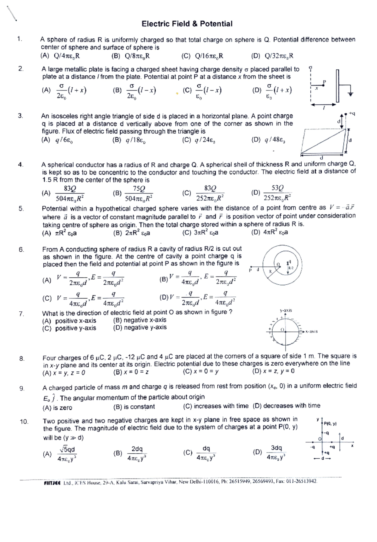 Electric field and potential - Electric Field & Potential A sphere of ...