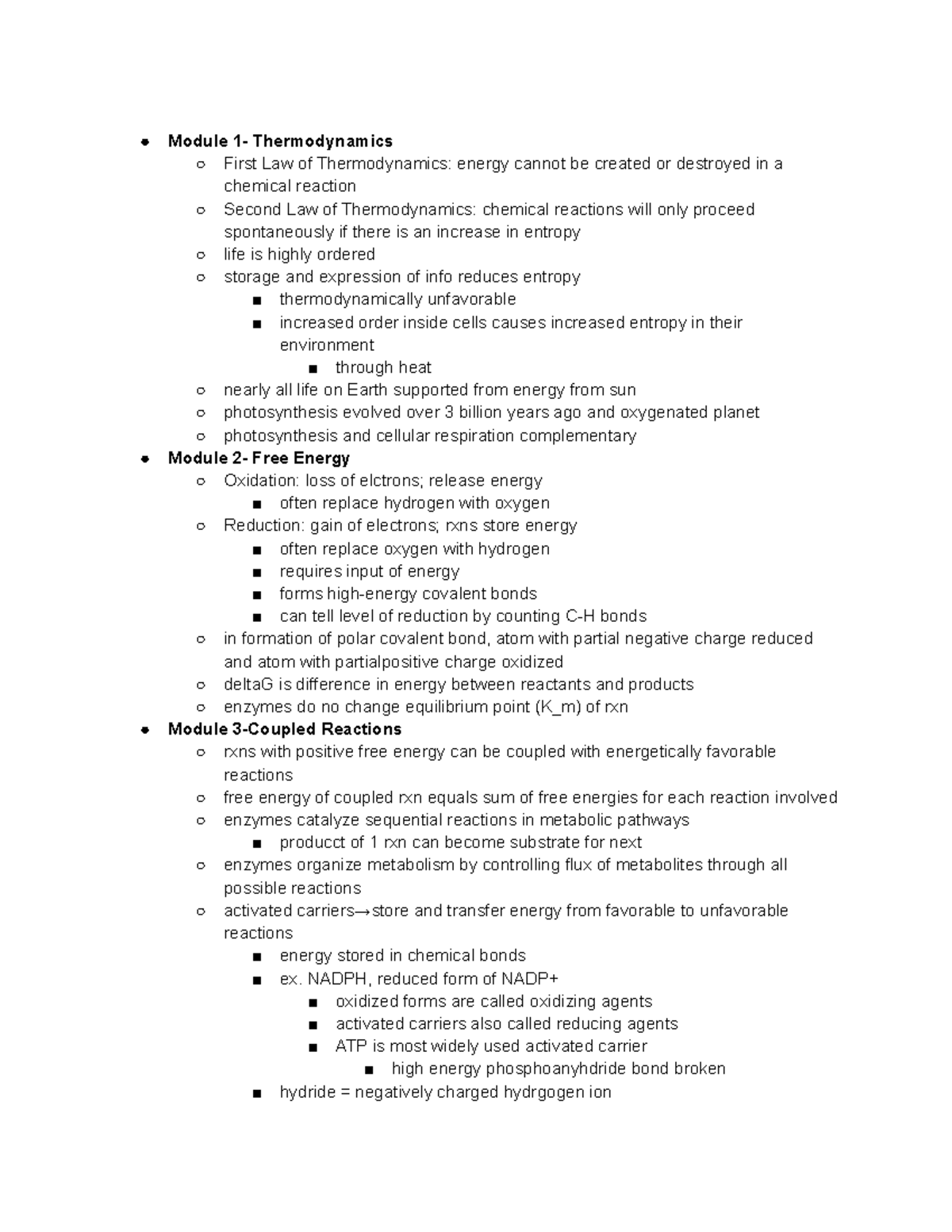 Bio201 Metabolism 1 - Alison Hill - Module 1- Thermodynamics First Law ...