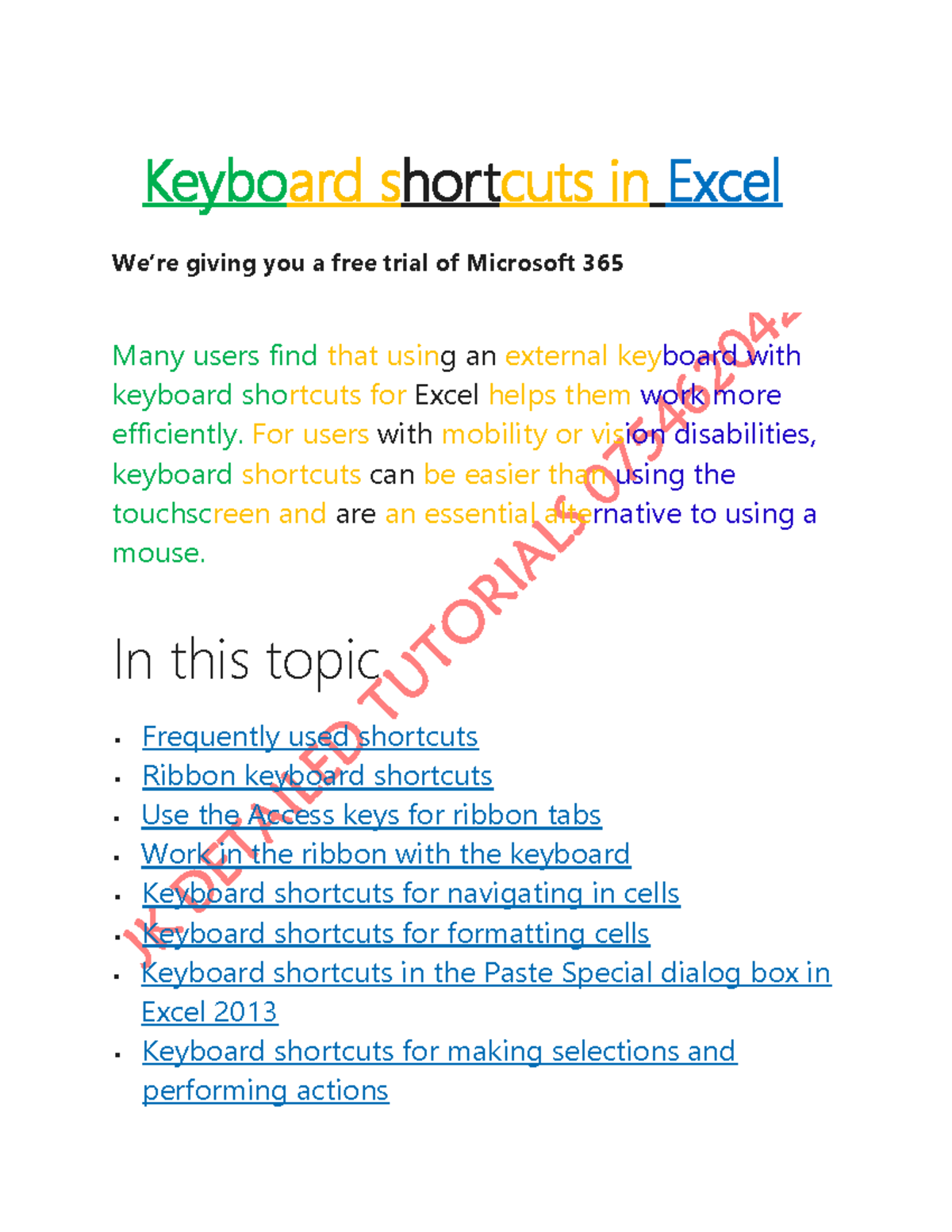 Keyboard shortcuts in Excel - Keyboard shortcuts in Excel We’re giving ...