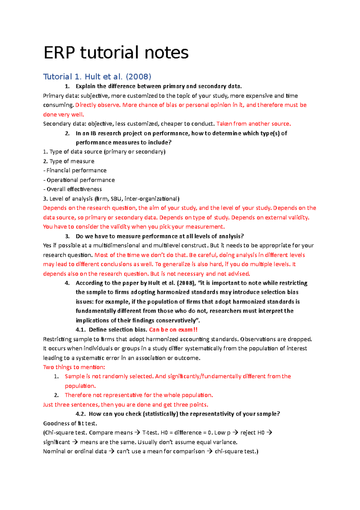 ERP tutorial questions and answers 1-6 - ERP tutorial notes Tutorial 1 ...