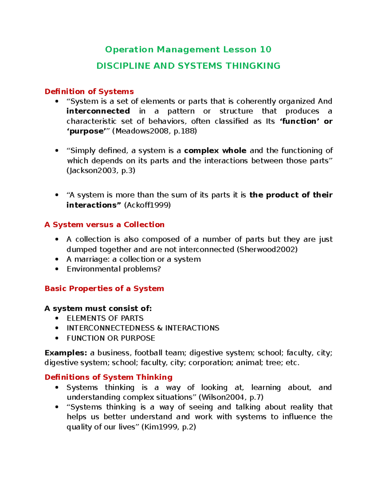 Operation Management Lesson 10 - Studocu