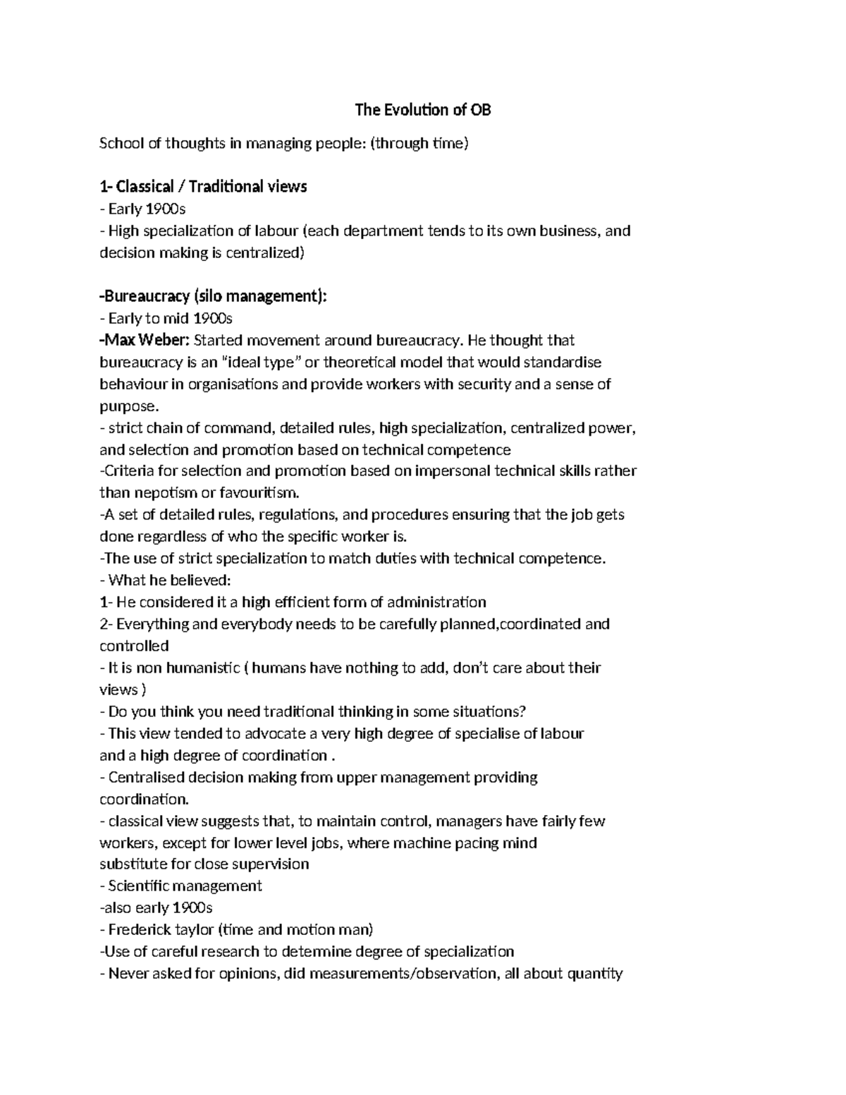 The evolution of OB - The Evolution of OB School of thoughts in ...