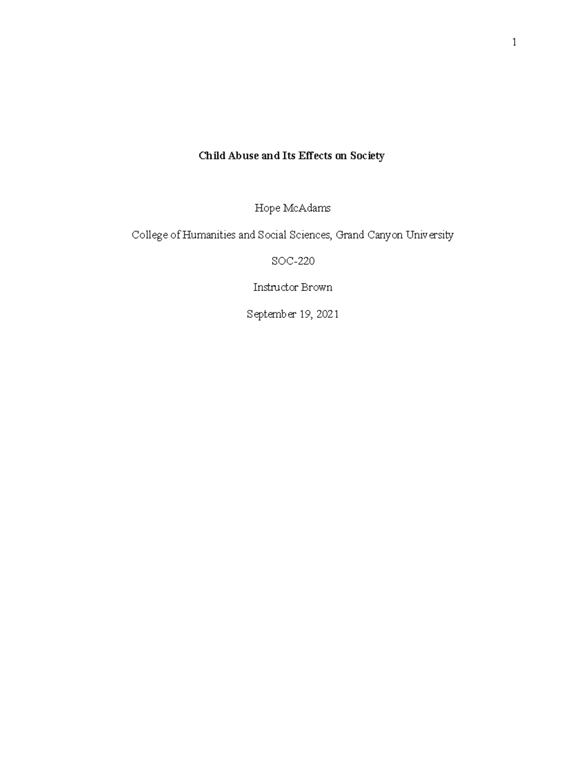 Child Abuse soc 3 - notes - Child Abuse and Its Effects on Society Hope ...