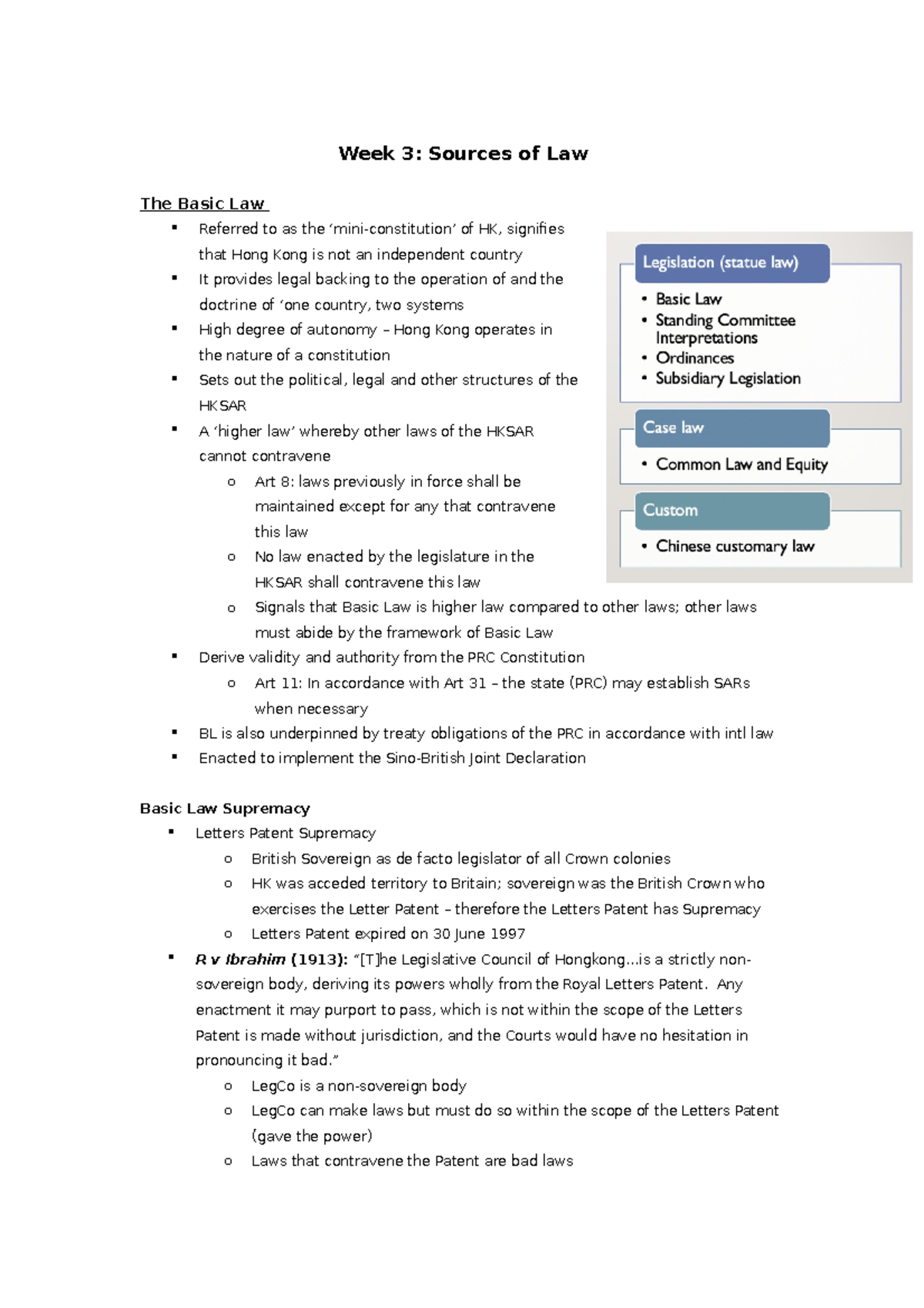 Legal System Week 3 Sources of Law - Week 3: Sources of Law The Basic ...
