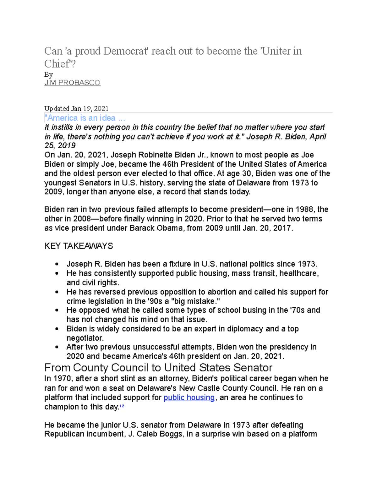 JOE Biden - sfas - Can 'a proud Democrat' reach out to become the ...